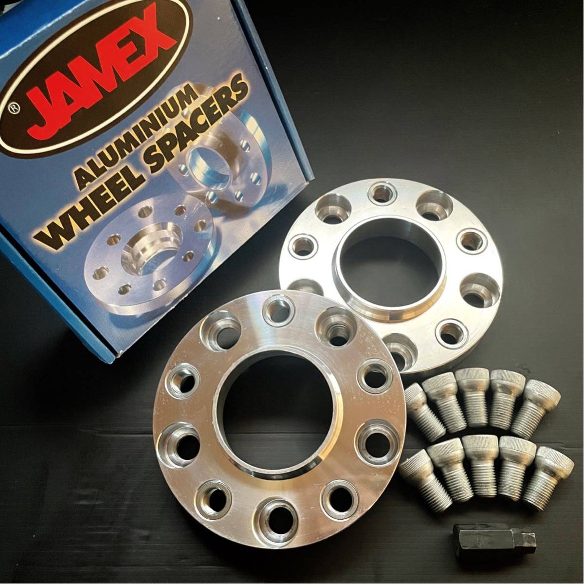 【やや傷や汚れあり】美品!定価￥30,800★ジュラルミン製★JAMEX ボルト固定式スペーサー★22mm 2個セット★PCD120 M14×P1.5 Φ72.6★BMW 7 E65 X3 ...