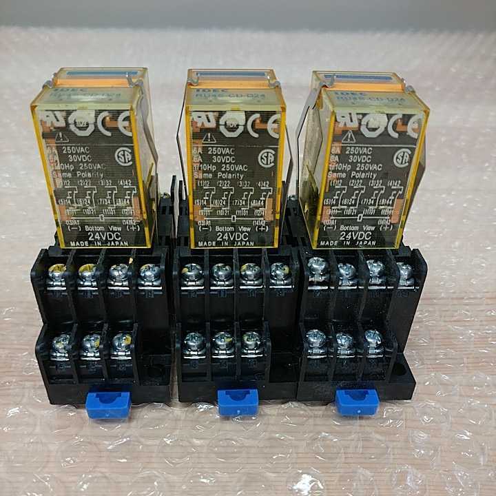 【傷や汚れあり】中古 IDEC(和泉電気) RU4S-CD-D24 RUシリーズ ユニバーサルリレー SY4S-05DN ソケット付き 3個 ...