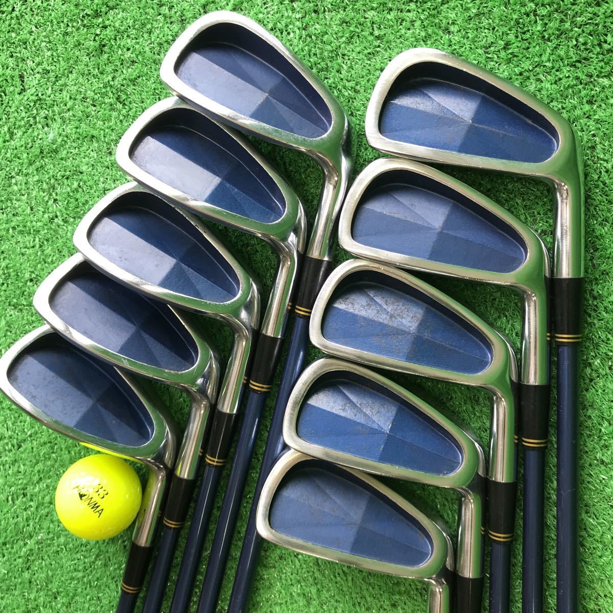 【やや傷や汚れあり】his238 アイアン10本セット #3〜S ブルー カーボンシャフト HIGH MODULUS GRAPHITE T ...