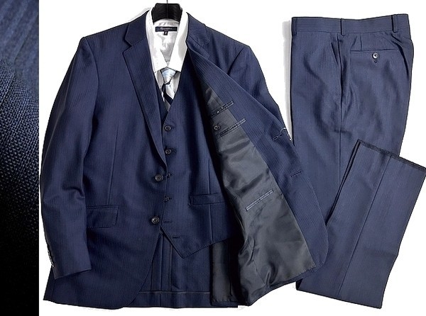 【未使用】 GIVERDYE ジバルディ 新品 定価16.5万 上質ウール100％ 2B ジャケット ベスト パンツ 3ピース スーツ ...
