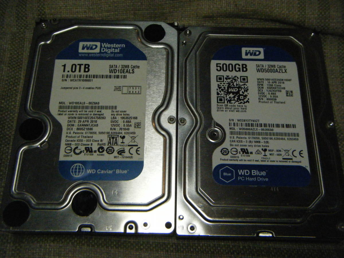 【やや傷や汚れあり】 Westren Digital WD10EZEX WD10EALS 1TB/WD5000AZLX 500GB ジャンク品 ...