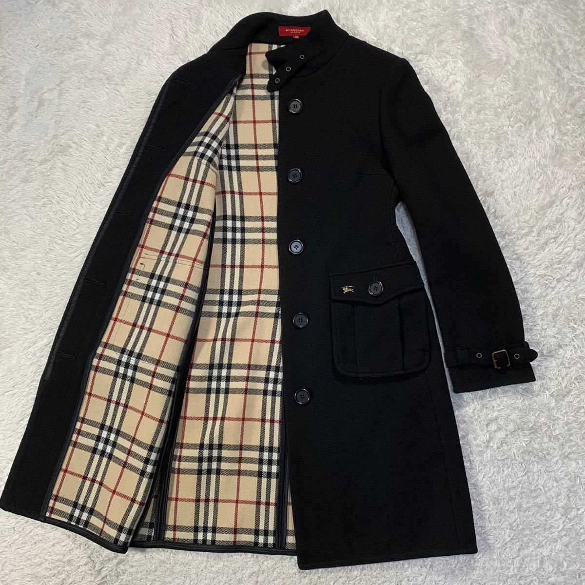 【目立った傷や汚れなし】極美品 バーバリー ロンドン ウール ステンカラー コート ホースマーク ノバチェック 黒 L BURBERRY LONDON ジャケット ブルゾン アウターの落札情報 ...