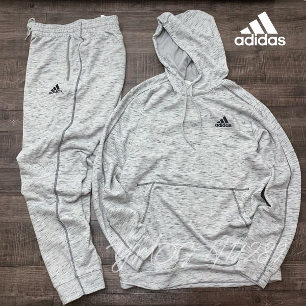 【未使用】adidas アディダス M ESS MEL スウェットパーカー & パンツ セット 上下 GK8973 GK8975 グレー Oの ...