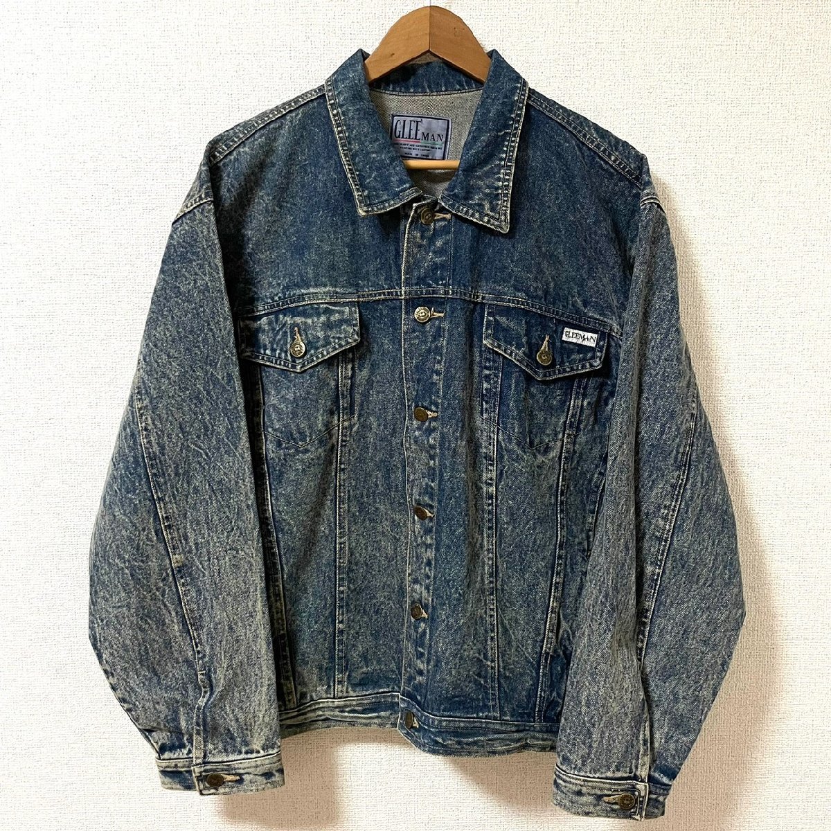 【やや傷や汚れあり】(^w^)b グリーマン 80s 90s ヴィンテージ 霜降り デニム ジャケット G ジー ジャン GLEEMAN 綿 ...
