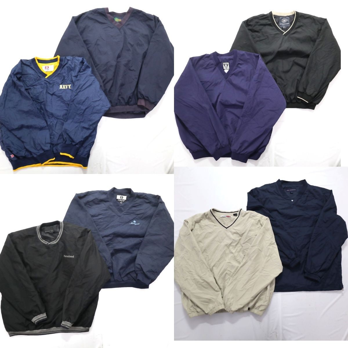 【やや傷や汚れあり】 プルオーバージャケット set 無地 ワンポイント 紫 他 (メンズL） 8枚セット まとめ売り 古着卸 1円スタート ...