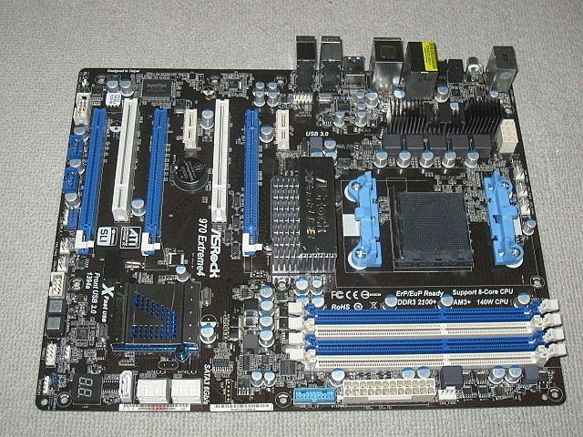 【やや傷や汚れあり】AM3+ ASRock 970 Extreme4 Bios最新 AMD 970+SB950搭載 3-Way ...