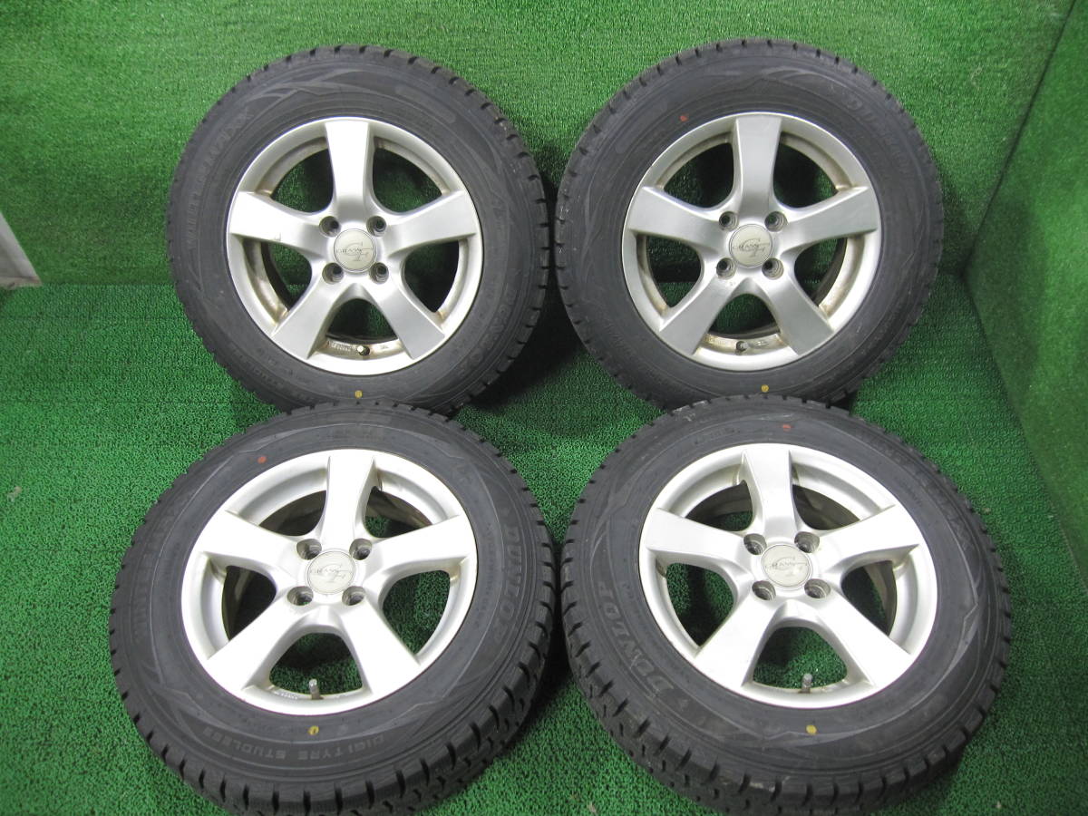 【全体的に状態が悪い】GRASS GF 14インチ 5.5J 4穴 PCD100 OFF40☆ダンロップ ウインターマックス01 175 ...