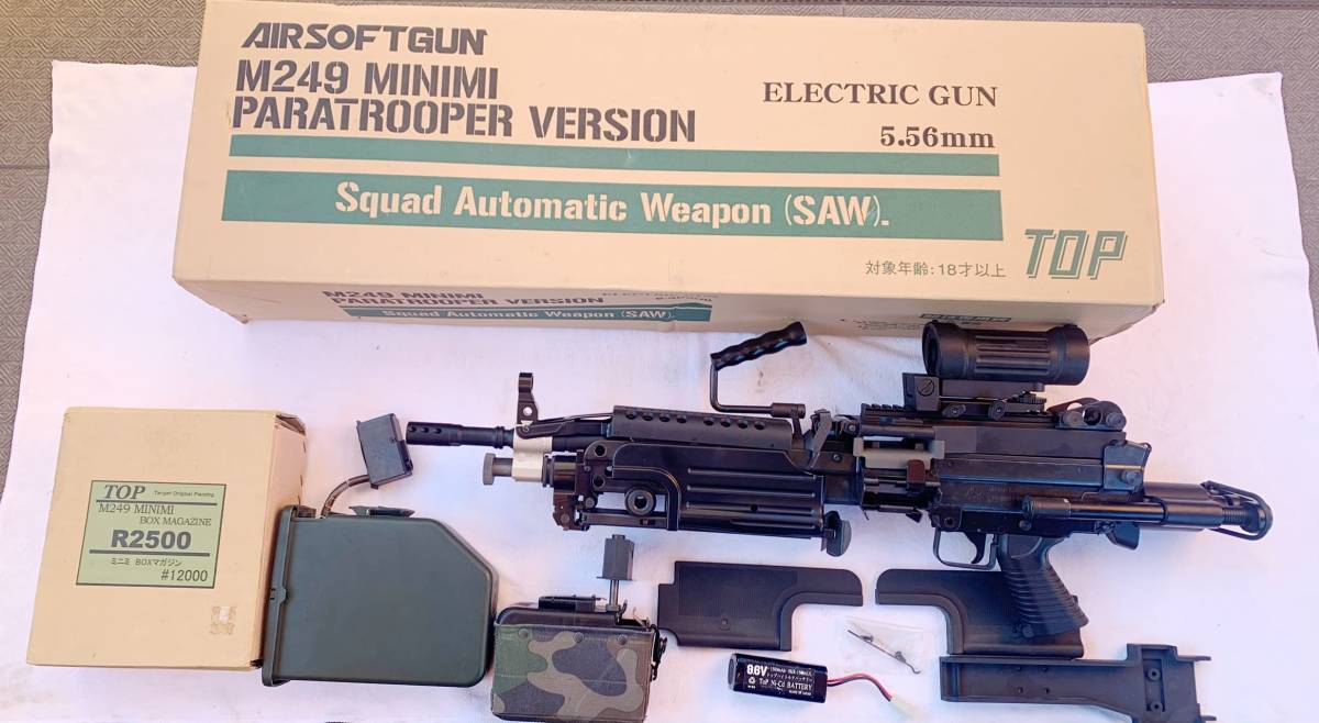 【やや傷や汚れあり】生産終了品 TOP JAPAN 電動ガン M249 MINIMI トップ ミニミ 軽機関銃 PARATROOPER 空挺 ...