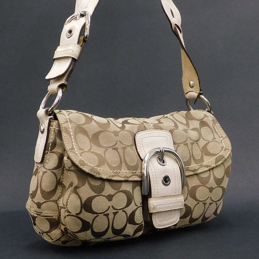 【傷や汚れあり】1円 コーチ ショルダーバッグ 11862 ブラウン系 キャンバス×レザー シグネチャー COACH Bmmr-9の落札情報 ...