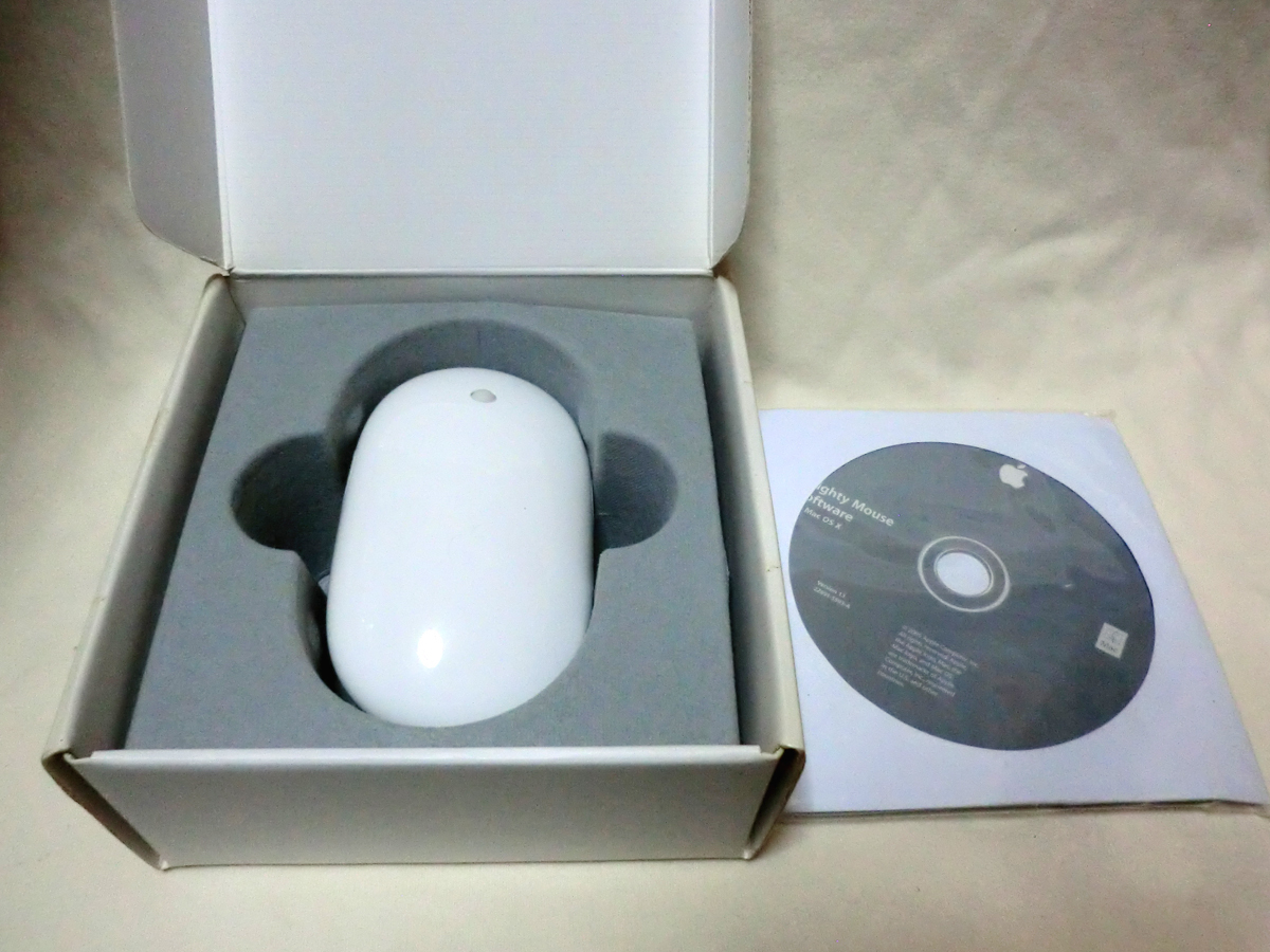 【やや傷や汚れあり】♪使用極少 APPLE Mighty Mouse アップル マイティマウス MA086J/A Mac用 USBマウス 有線 ...