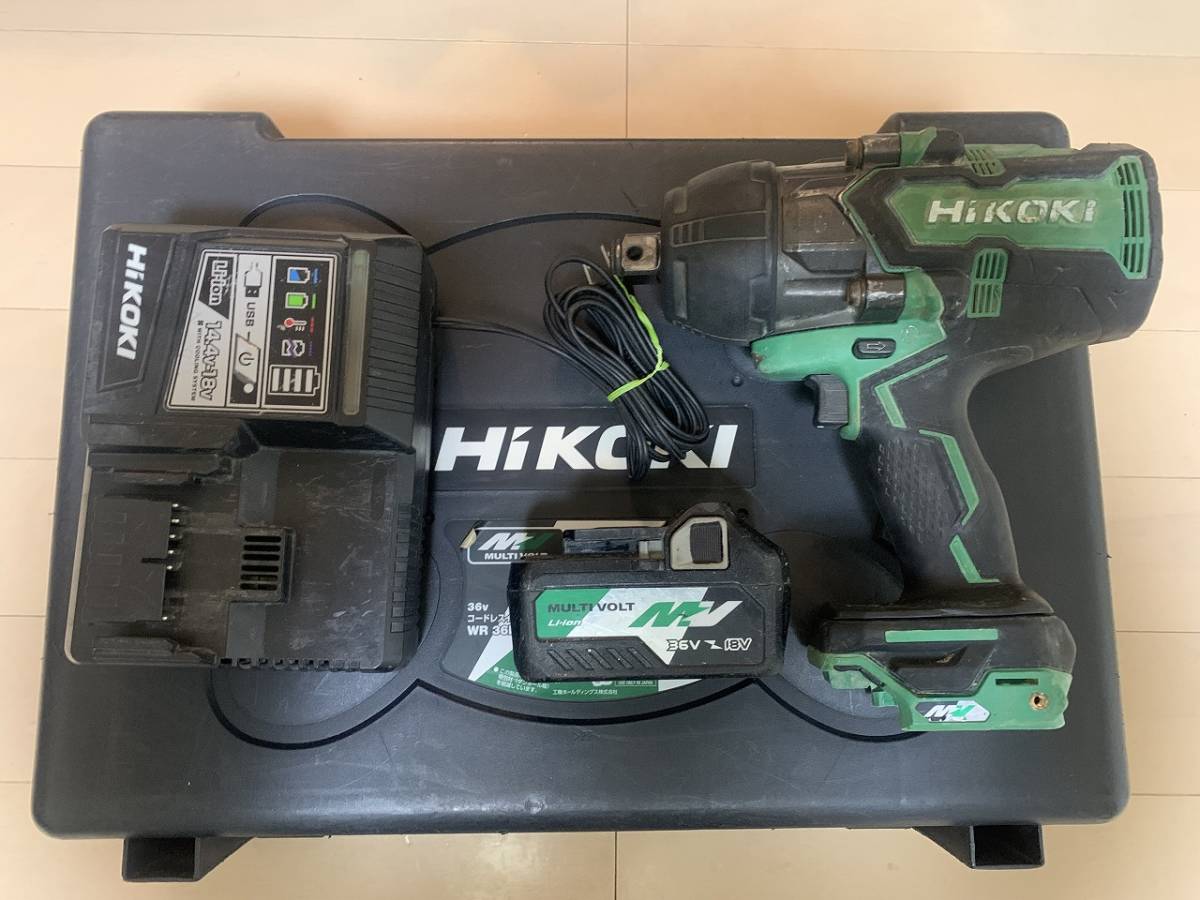【傷や汚れあり】動作品②HiKOKI(日立工機) WR36DA コードレスインパクトレンチ 36V 充電器 バッテリー付き 索:マルチボルト ...