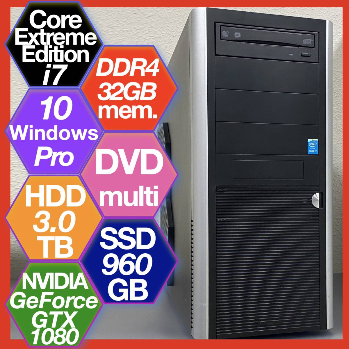 【やや傷や汚れあり】NVIDIA GeForce GTX1080 & 32GBメモリ & Extreme Edition Core i7搭載 ...