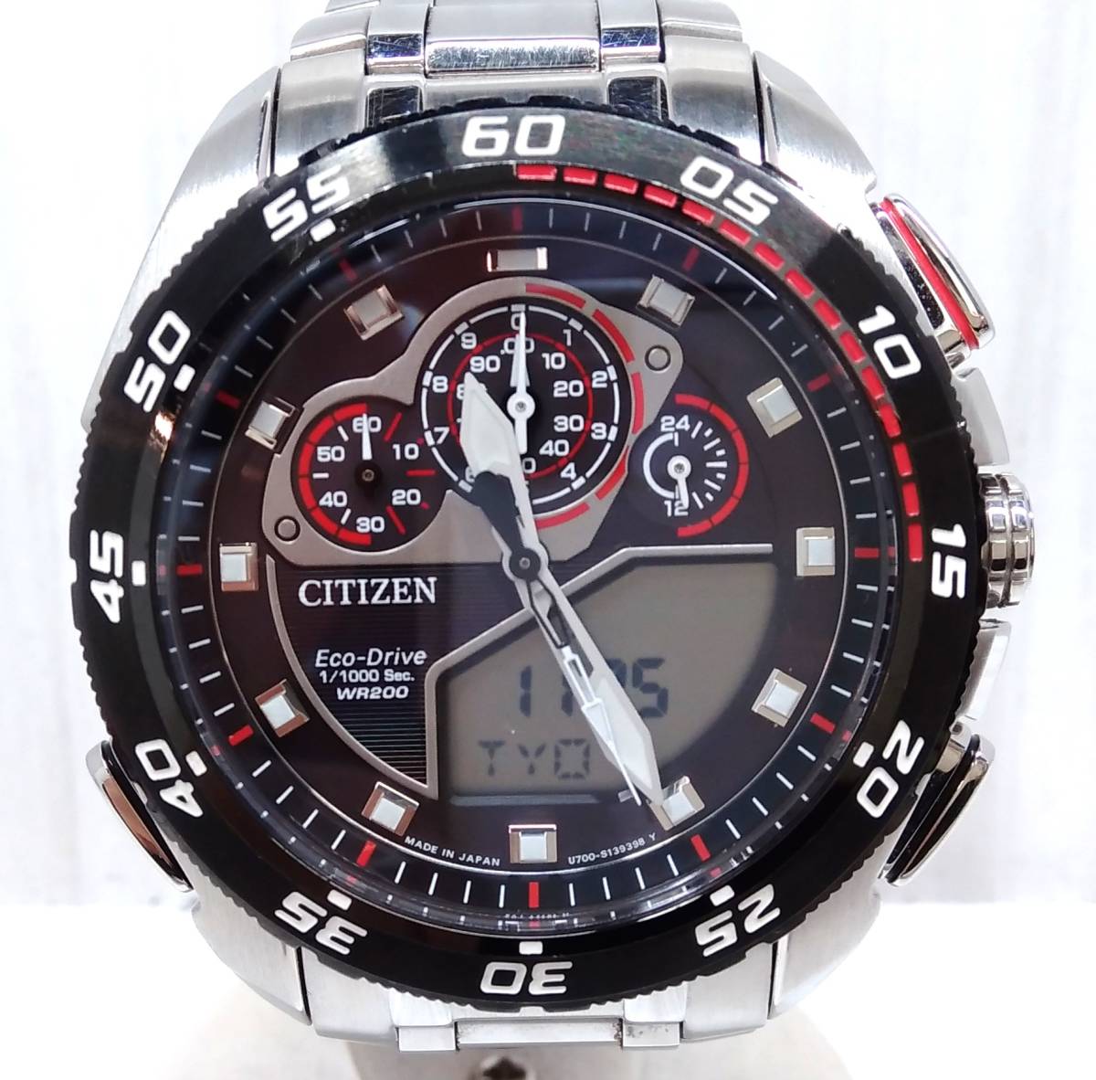 【やや傷や汚れあり】CITIZEN シチズン PROMASTER プロマスター U700-S097975／5310***** レーシングクロノグラフ ソーラー 腕時計 箱・取説・余り駒ありの ...