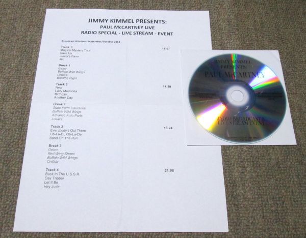 【未使用に近い】輸入盤1CD：BEATLES/PAUL MCCARTNEY/JIMMY KIMMEL PRESENTS/RADIO SPECIAL/LIVE STREAM/RADIO SHOW ...