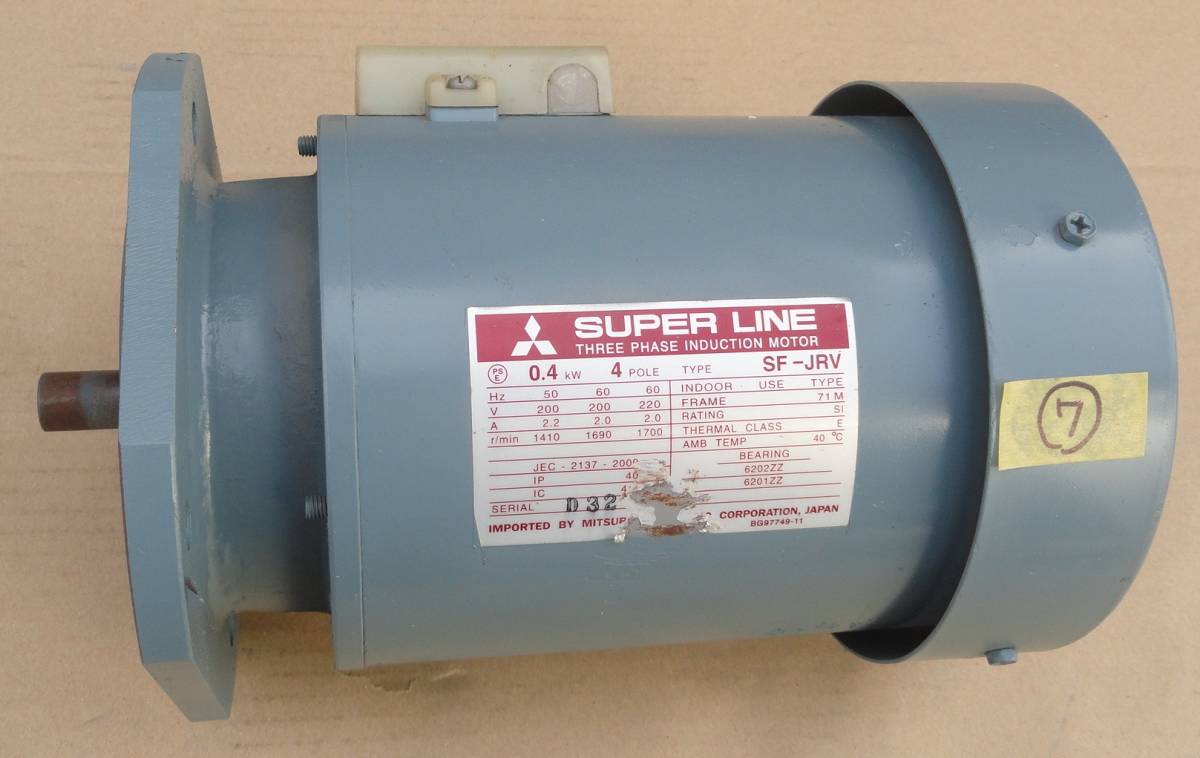 【傷や汚れあり】インダクションモーター 200V 三相 誘導電動機 三菱 SF-JRV 0.4kW 4P 軸径14mm 7の落札情報詳細 - Yahoo!オークション落札価格検索 オークフリー