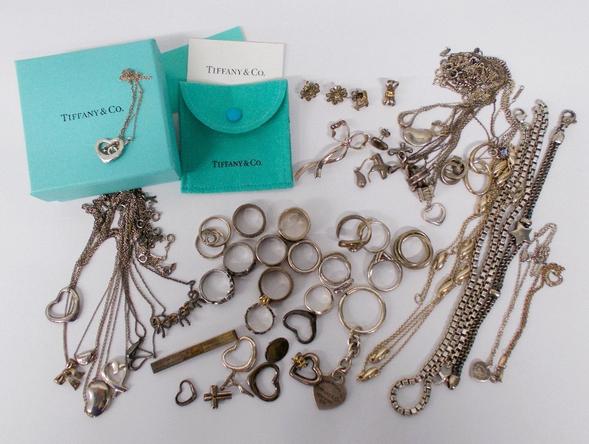 【傷や汚れあり】1円～おたからや U0413-07 Tiffany&Co.ティファニー 925 STERLING リング ネックレス トップ イヤリング ピアスほか アクセサリー 約340gの ...