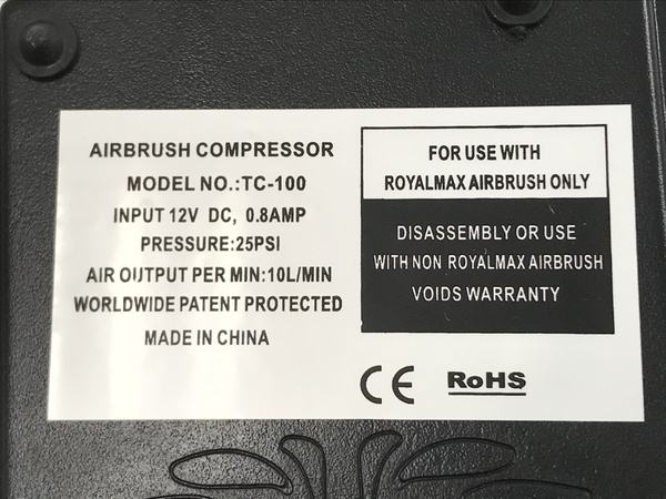 【未使用に近い】RoHS TC-100 コンパクト 静音 エアーコンプレッサー エアブラシ 清掃 中古 美品 N7580603の落札情報詳細 ...