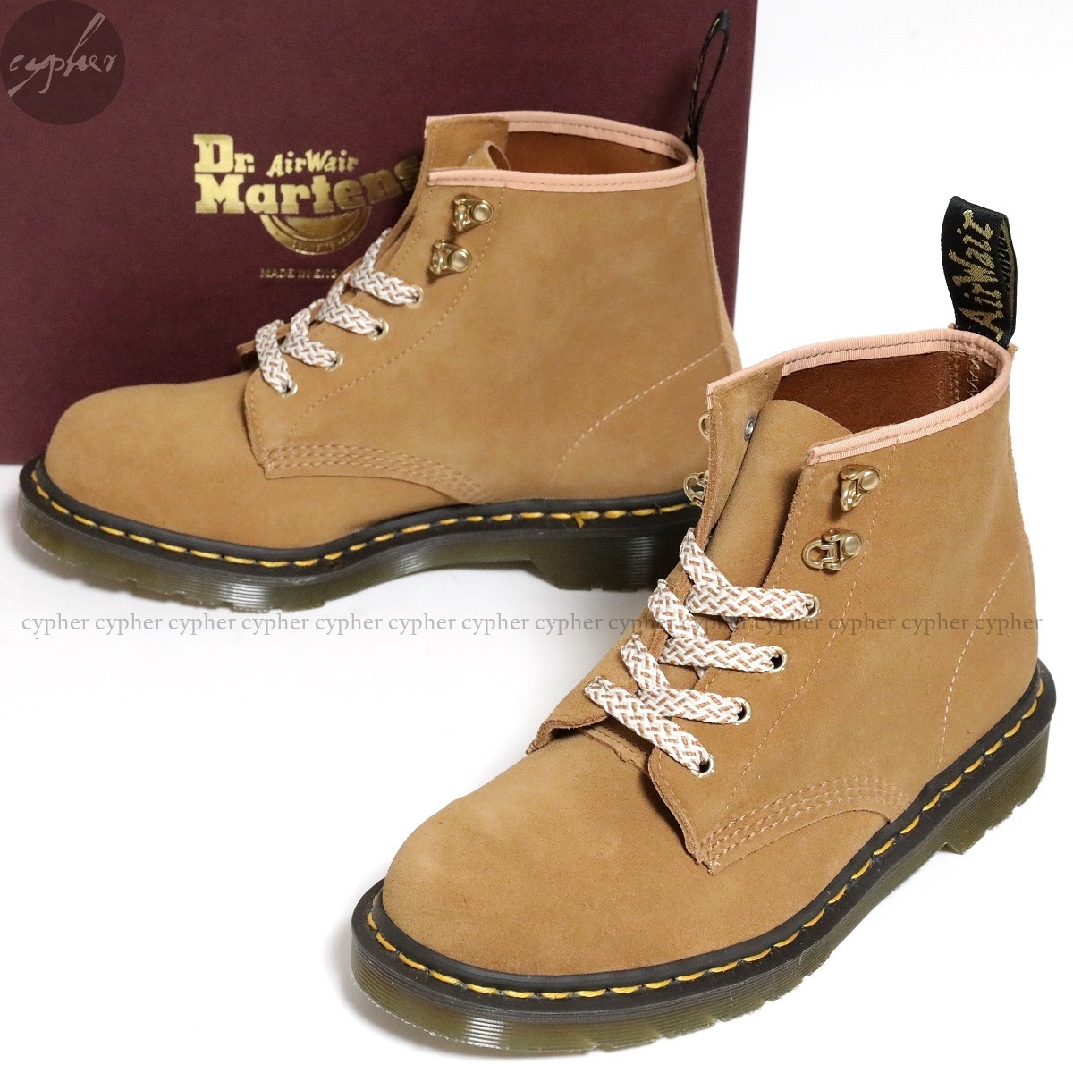【未使用】UK8 27cm 新品 英国製 Dr.Martens MIE 101 HDW 6 ホール ブーツ BISCUIT TAN ドクター ...