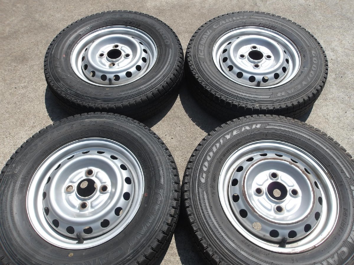 【目立った傷や汚れなし】K123 送料無料 145R12 冬4本セット スタッドレス LT 6PR 145-12 GOODYEAR ICE NAVI CARGO 12インチ鉄ホイールの落札情報 ...