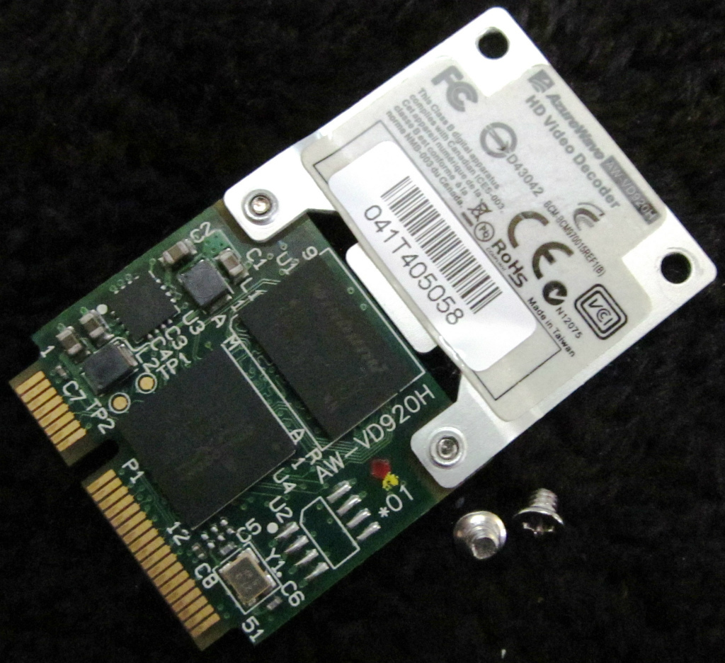 【傷や汚れあり】【動画再生支援】 Broadcom Crystal HD ハードウェアデコーダー AzureWave AW-VD920H ...