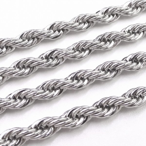 【未使用】アレルギー対応 ステンレス製 フレンチロープチェーン ネックレス 幅 3mm 50cm シルバーの落札情報詳細 - ヤフオク落札価格検索 オークフリー