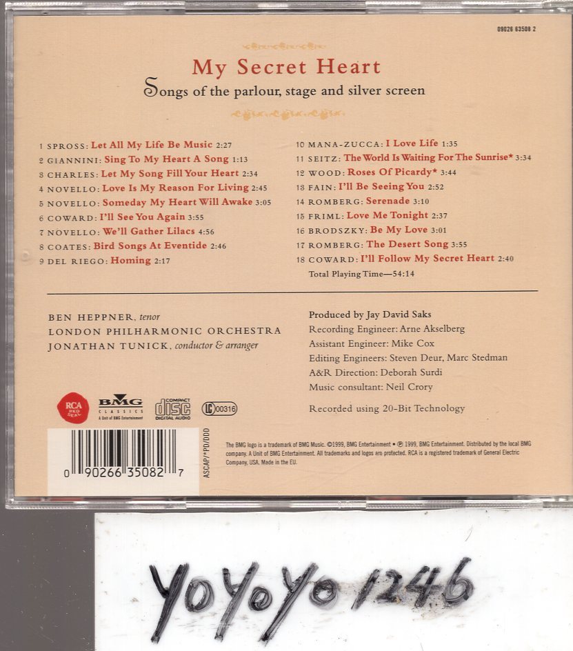 【傷や汚れあり】a137 My Secret Heart/BEN HEPPNERの落札情報詳細 - Yahoo!オークション落札価格検索 オークフリー