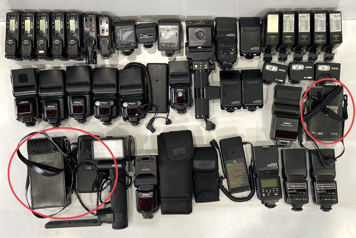 【傷や汚れあり】230620GNikon SPEEDLIGHT SB-900等 Canon MINOLTA SUNPAK ストロボ バッテリー ...