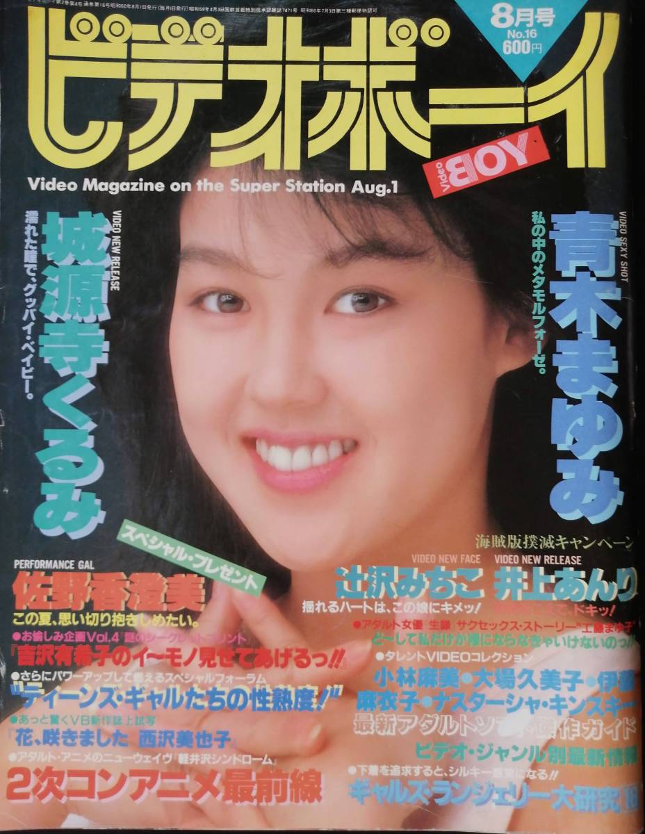 【やや傷や汚れあり】 1985年ビデオボーイ 井上あんり 城源寺くるみ 佐野香澄美 大滝裕子 青木まゆみ 辻沢みちこ 吉沢有希子 の落札情報詳細 - Yahoo!オークション落札価格検索 オークフリー