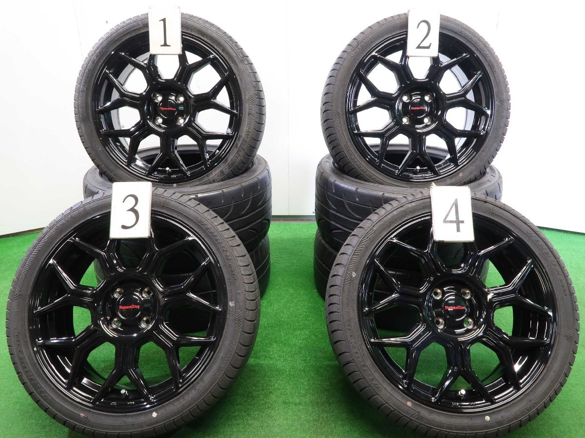 【傷や汚れあり】4本 Humanline 17インチ 6.5J +40 4H 100 ラジアル WINRUN R330 23年 205/45R17 アクア MXPK11 ノート E12 ...