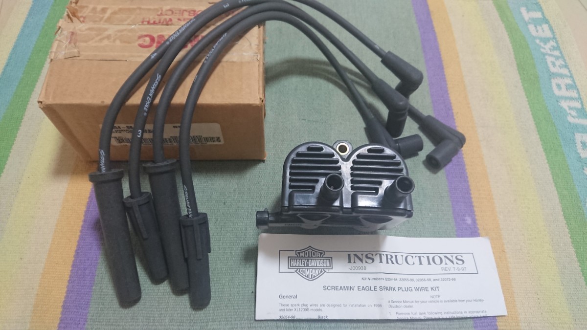 【未使用】デッドストック XL1200S ハーレー純正 スポーツスター スクリーミンイーグル コイル & プラグコード セット 31698-98 32054-98 ブラックの落札情報詳細 ...