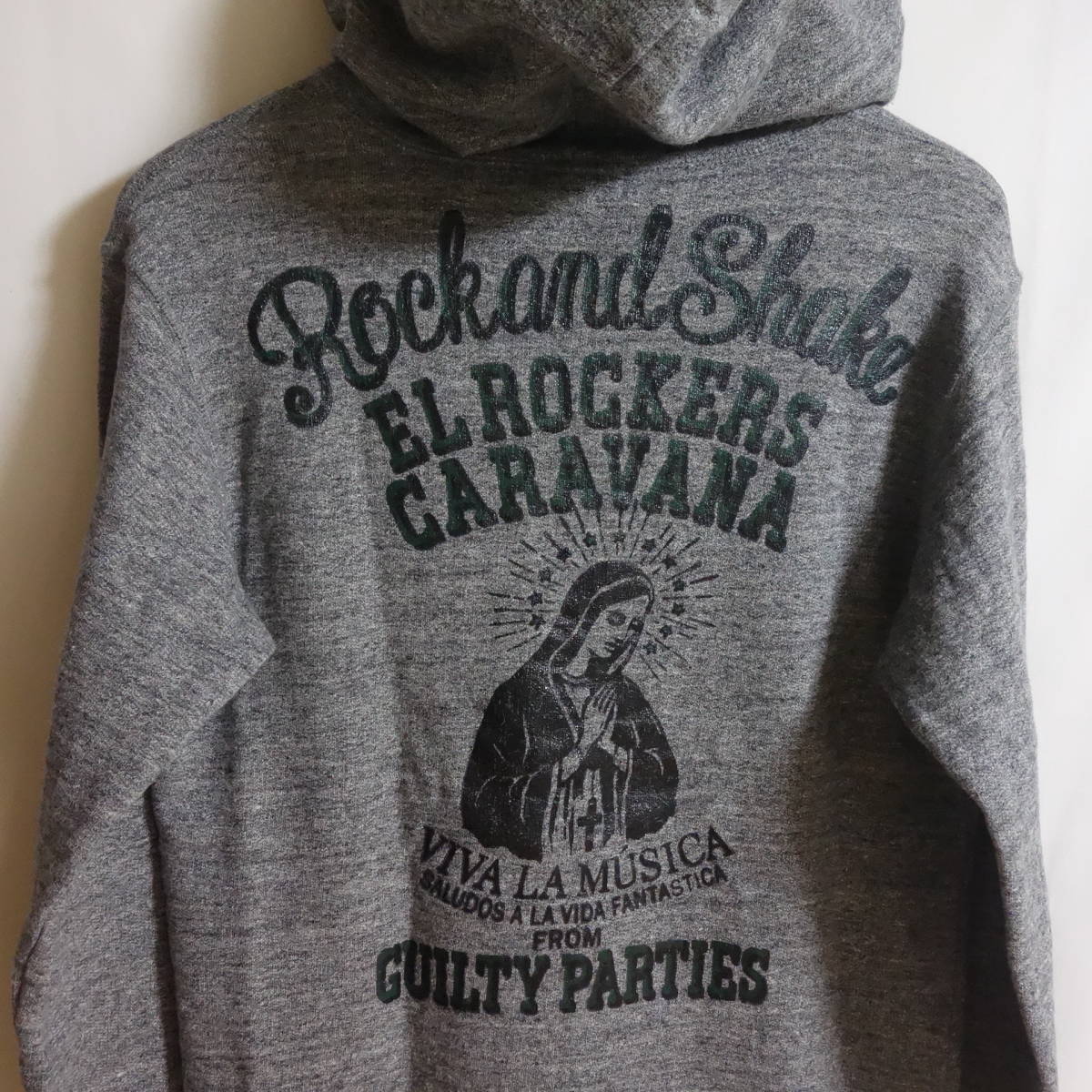 【目立った傷や汚れなし】【WACKO MARIA ワコマリア EL ROCKERS フルジップ パーカー L】マリアプリント ごま塩 グレー ...