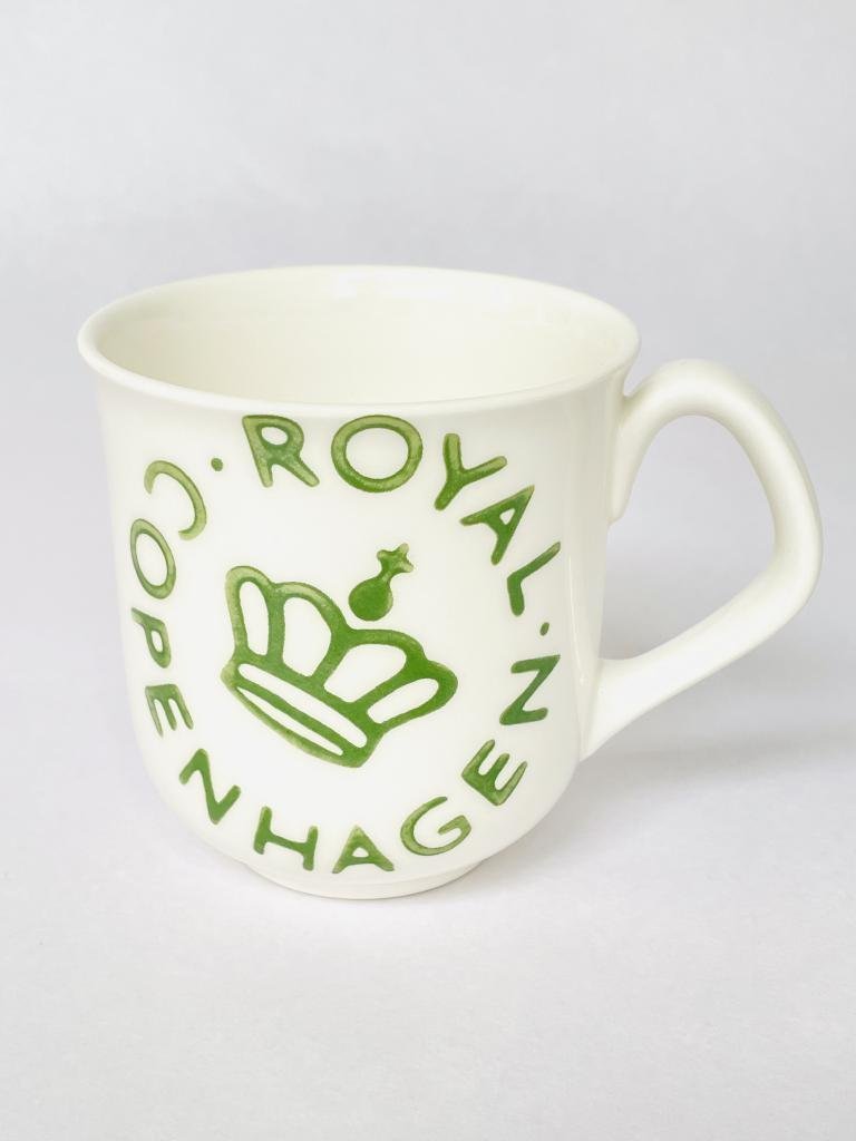 【目立った傷や汚れなし】【送料込】★Royal Copenhagen★ロイヤルコペンハーゲン ニューシグネチャーマグカップ ホワイト×グリーン ...