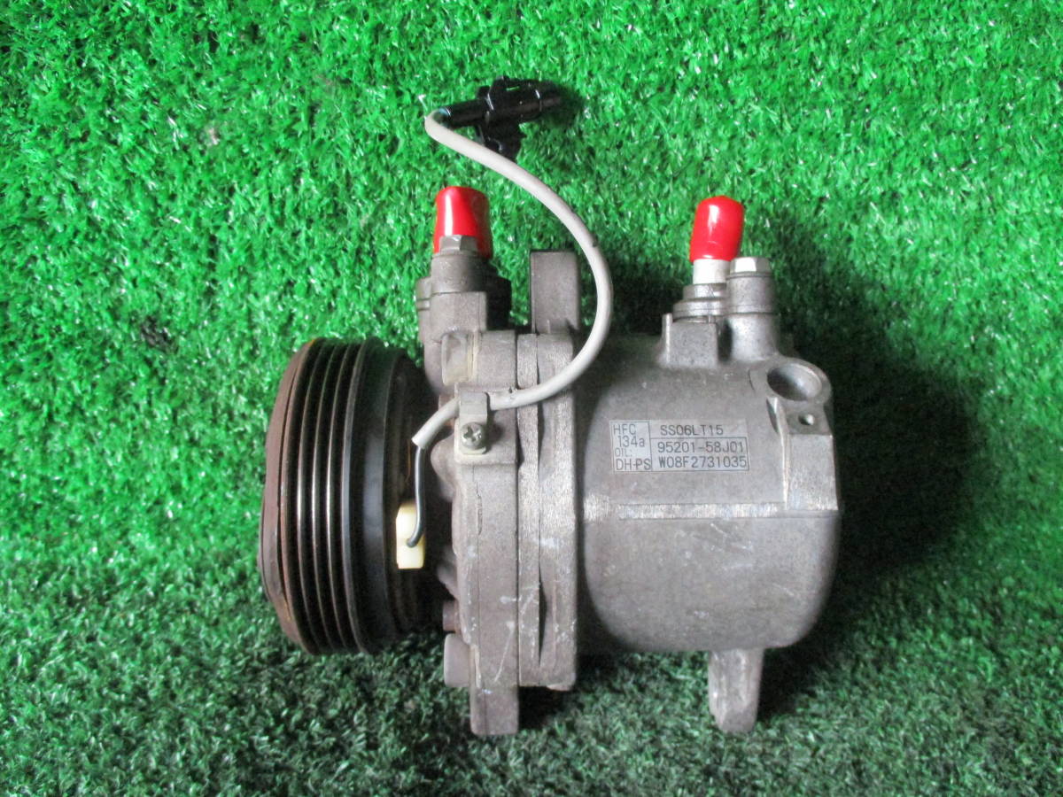 【傷や汚れあり】B395 ワゴンR[MH22S]/MRワゴン[MF22S]/モコ[MG22S]エアコンコンプレッサー[95201-58J01 ...
