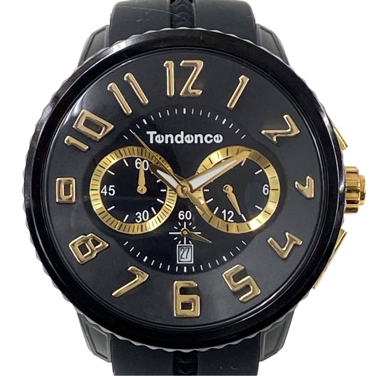 【やや傷や汚れあり】埼P♪ Tendence テンデンス GULLIVER ガリバー TG460011 02046011AA クォーツ クロノグラフ 黒文字盤 ブラック×ゴールド メンズ ♪ ...