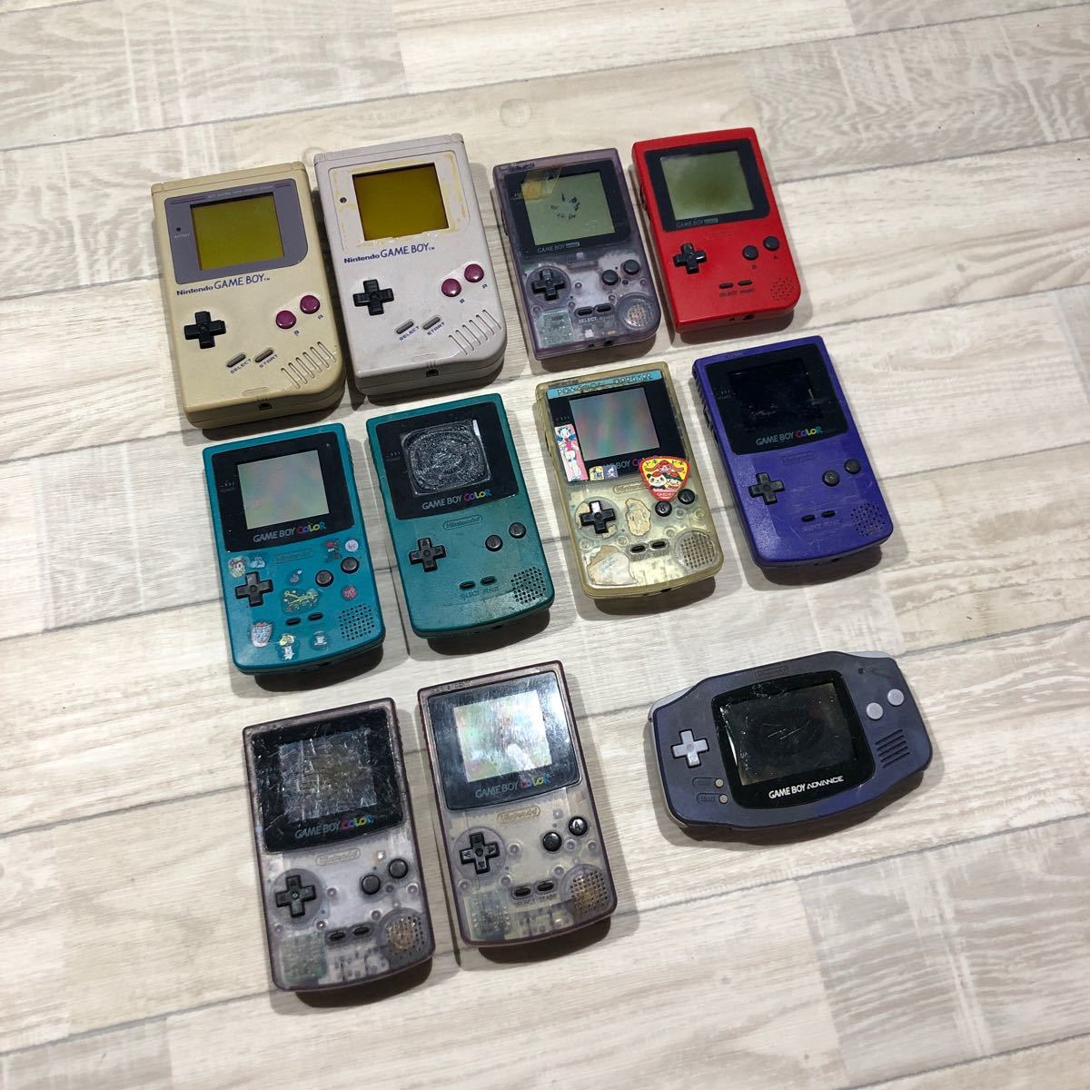 【全体的に状態が悪い】Nintendo 任天堂 ニンテンドー ゲームボーイ DMG-01 ポケット MGB-001 カラーCGB-001 アドバンス AGB-001 合計11台 まとめ ...