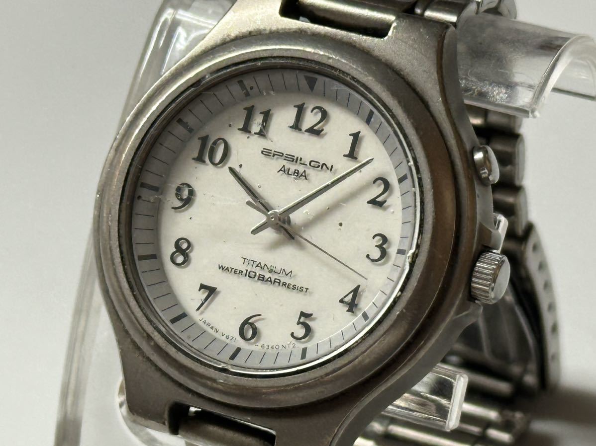 稼働品 SEIKO セイコー ALBA アルバ EPSILON/イプシロン チタン Y911-0A10 ホワイトオン搭載アナデジ 腕時計 ...