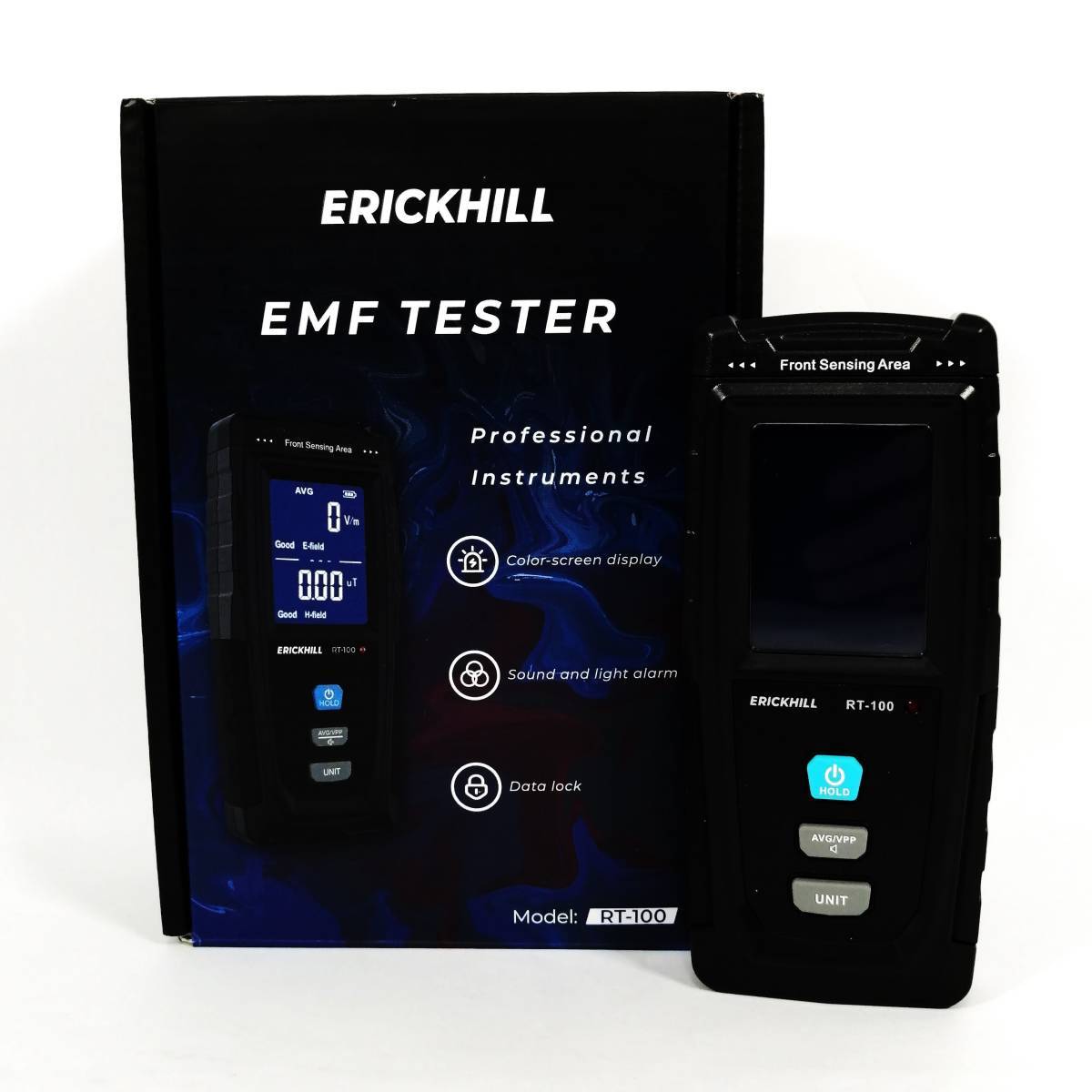 【やや傷や汚れあり】美品 ERICKHILL 電磁波計 RT-100 ブラック 電磁波測定器 EMF計 充電式 ハンディ液晶 警報機能付き ...
