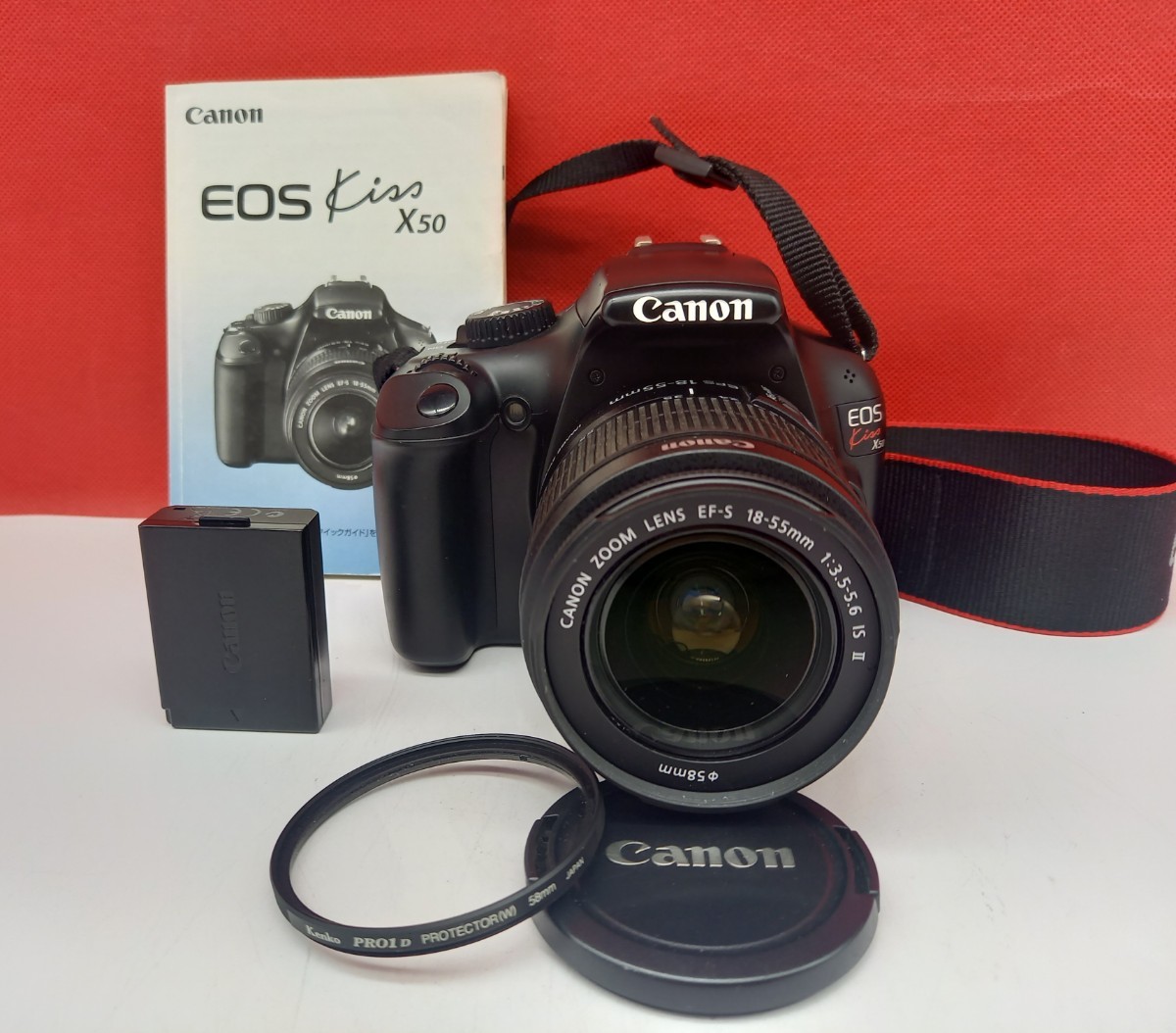 【傷や汚れあり】 Canon EOS Kiss X50 ボディ EF-S 18-55mm IS II レンズ キット デジタル 一眼レフ ...