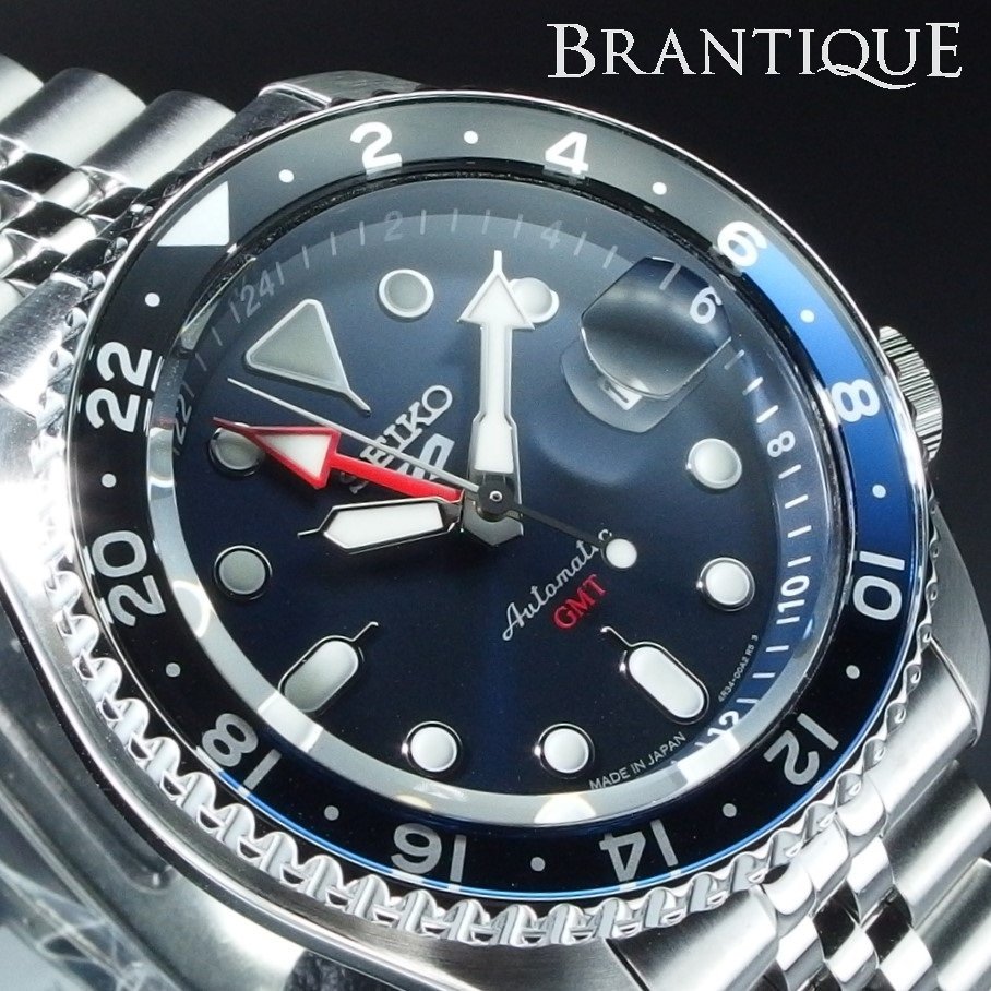 【未使用】 新品/超美品 SEIKO セイコー GMT SBSC003 4R34-00A0 ブルー 自動巻き シースルーバック 回転ベゼル ...
