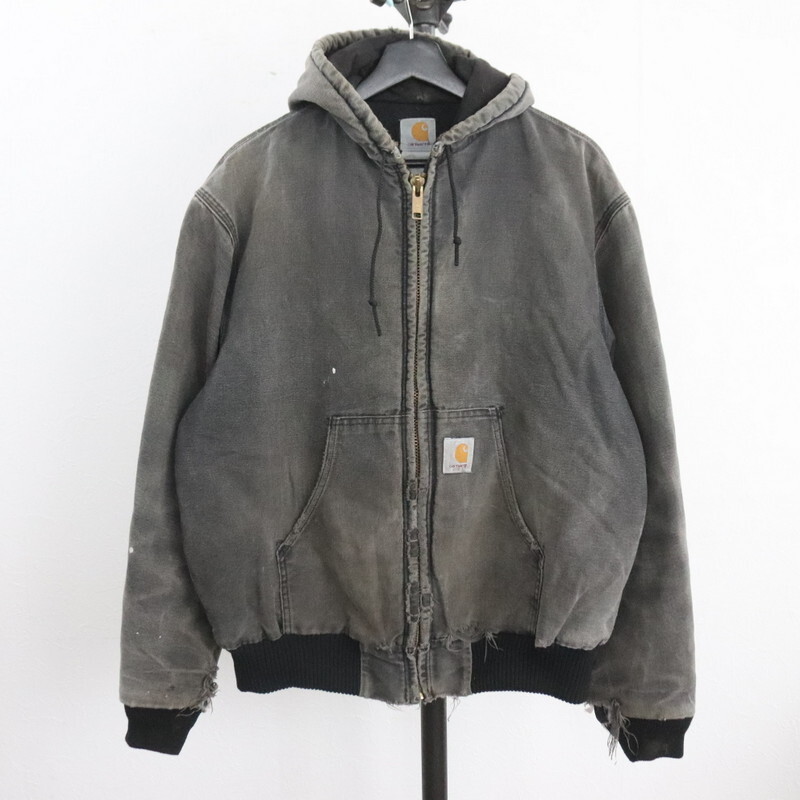【傷や汚れあり】N225 2000年代製 Carhartt カーハート アクティブパーカー 00s 表記Lサイズ 古着 アメカジ ストリート 中綿 BLK 黒 ブラック 90s 80s 70s ...