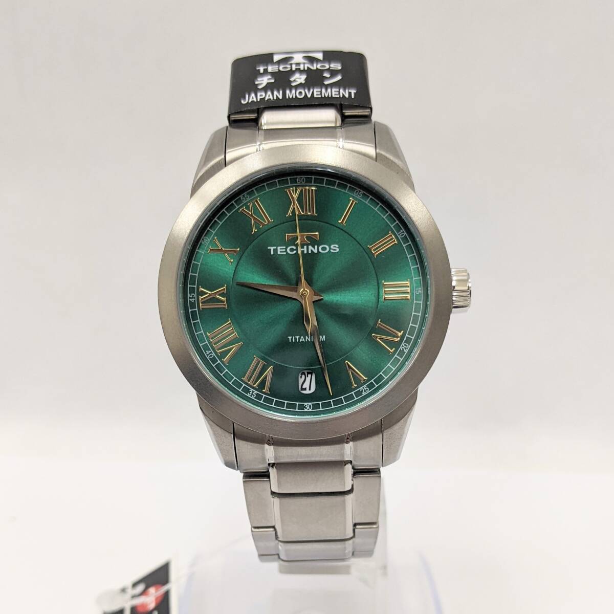 【未使用】【16787】TECHNOS テクノス TITANIUM チタン T9B56 クォーツ メンズ腕時計 稼働品 ステンレス 箱有り ...