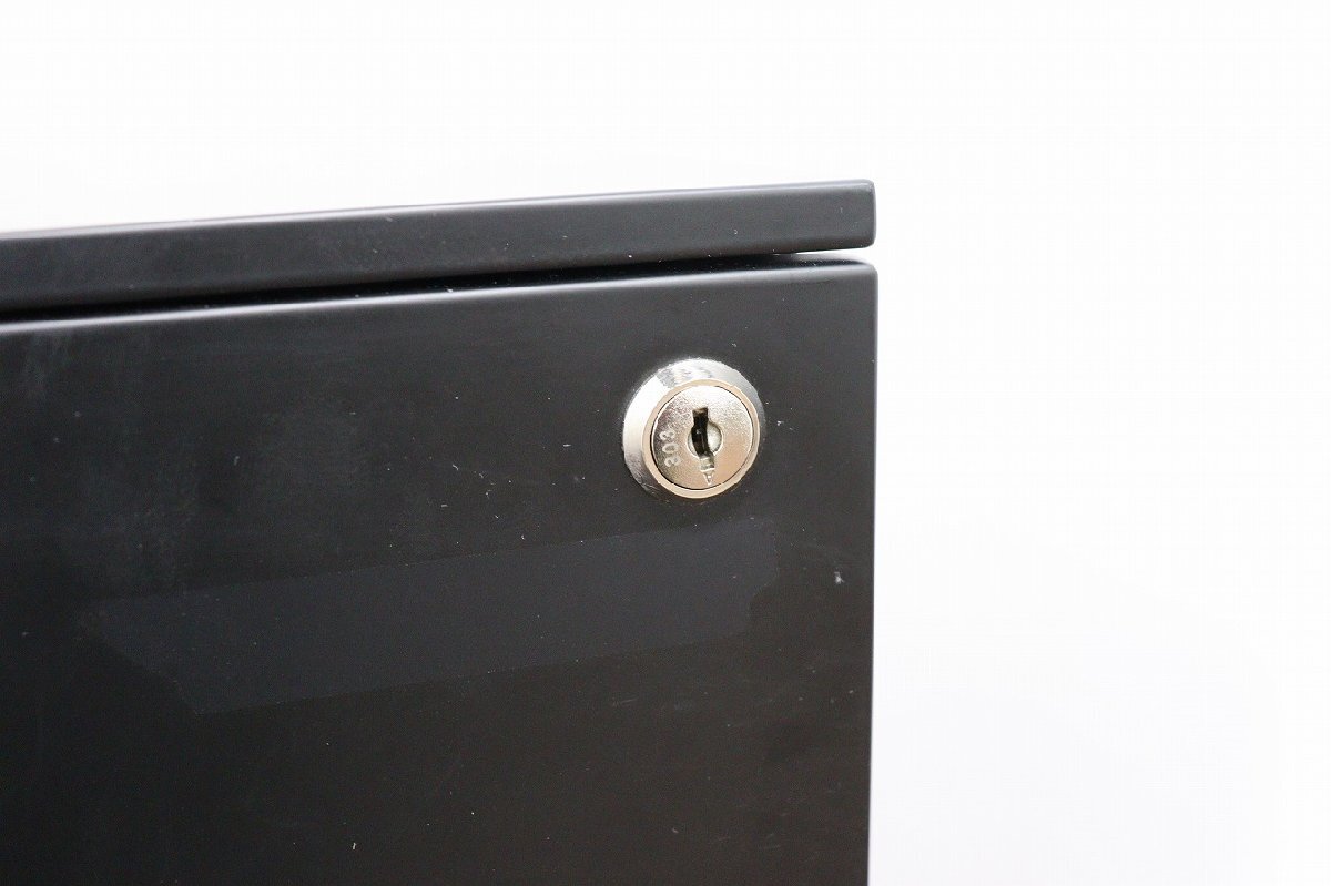 【やや傷や汚れあり】J5436 TOKIO サイドワゴン オフィスワゴン 袖机 収納 ブラック 鍵付き スリムキャビネット 3段 FWGN ...