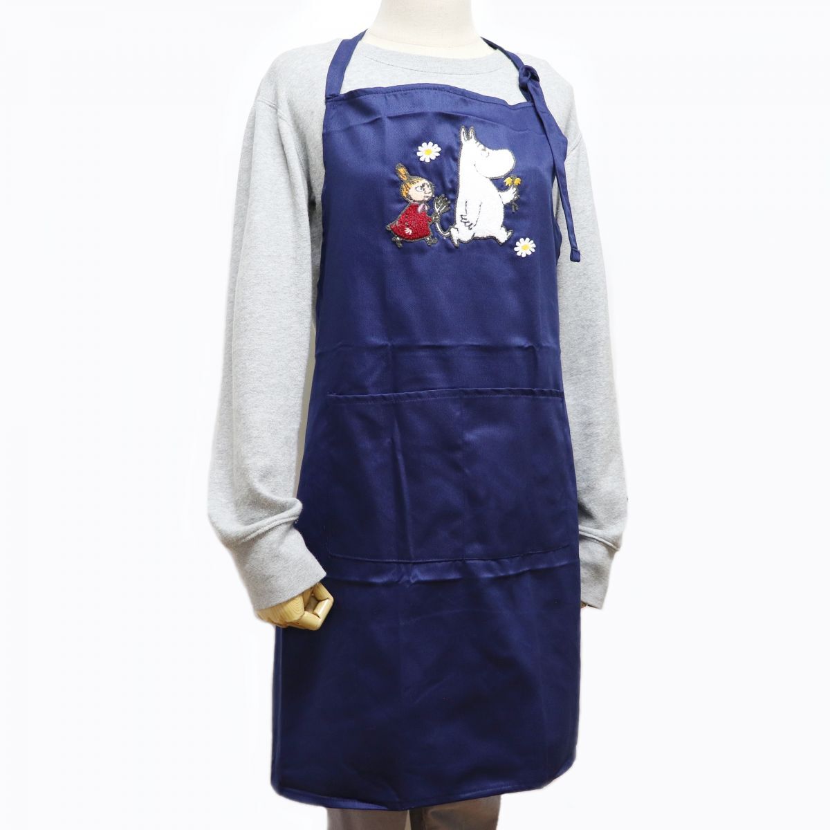 【未使用】★ムーミン MOOMIN リトルミイ 新品 かわいい さがら刺繍 ポケット付き 首掛けタイプ エプロン ピンク [MOOMINA ...