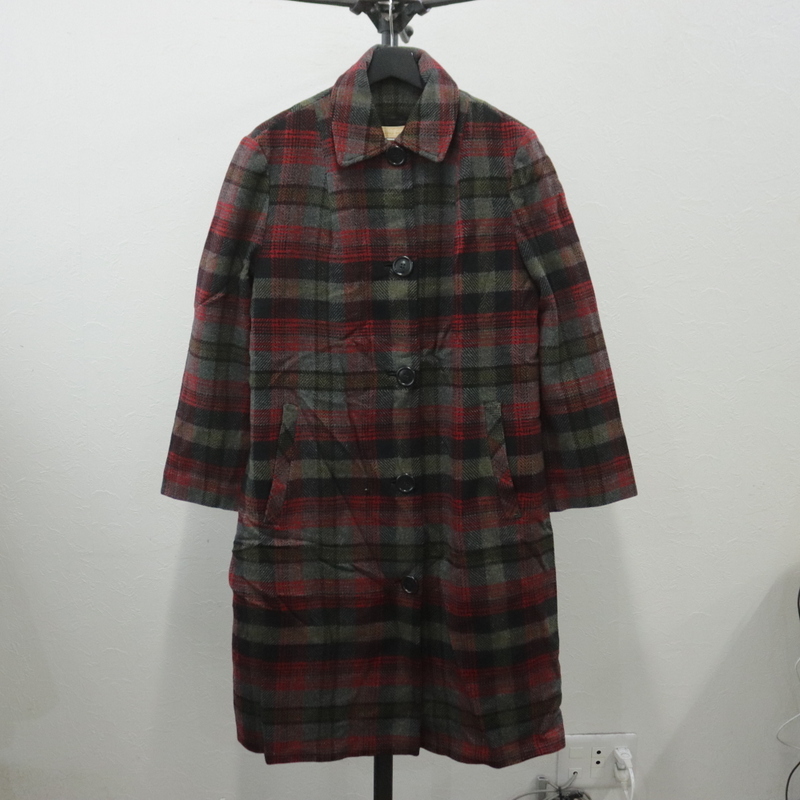 【やや傷や汚れあり】D131 80sビンテージ PENDLETON ペンドルトン ウールコート 1980年代製 約XLサイズ レディース レッド 赤 グレー チェック ロングコートの落札情報 ...