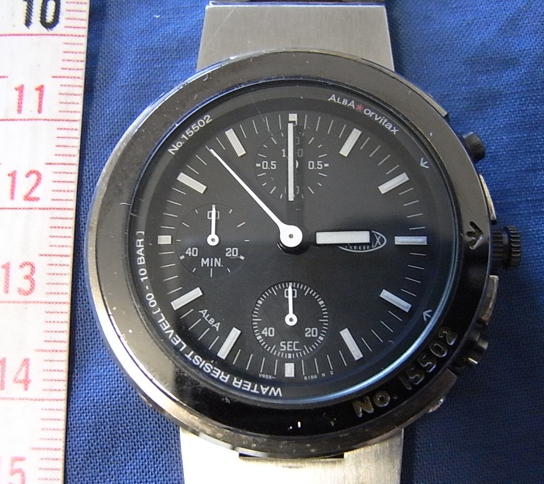 【中古】SEIKO ALBA ORVITAX V655-6110 No.15502 セイコー オービタックス クロノグラフ ブラック 日本製 ...
