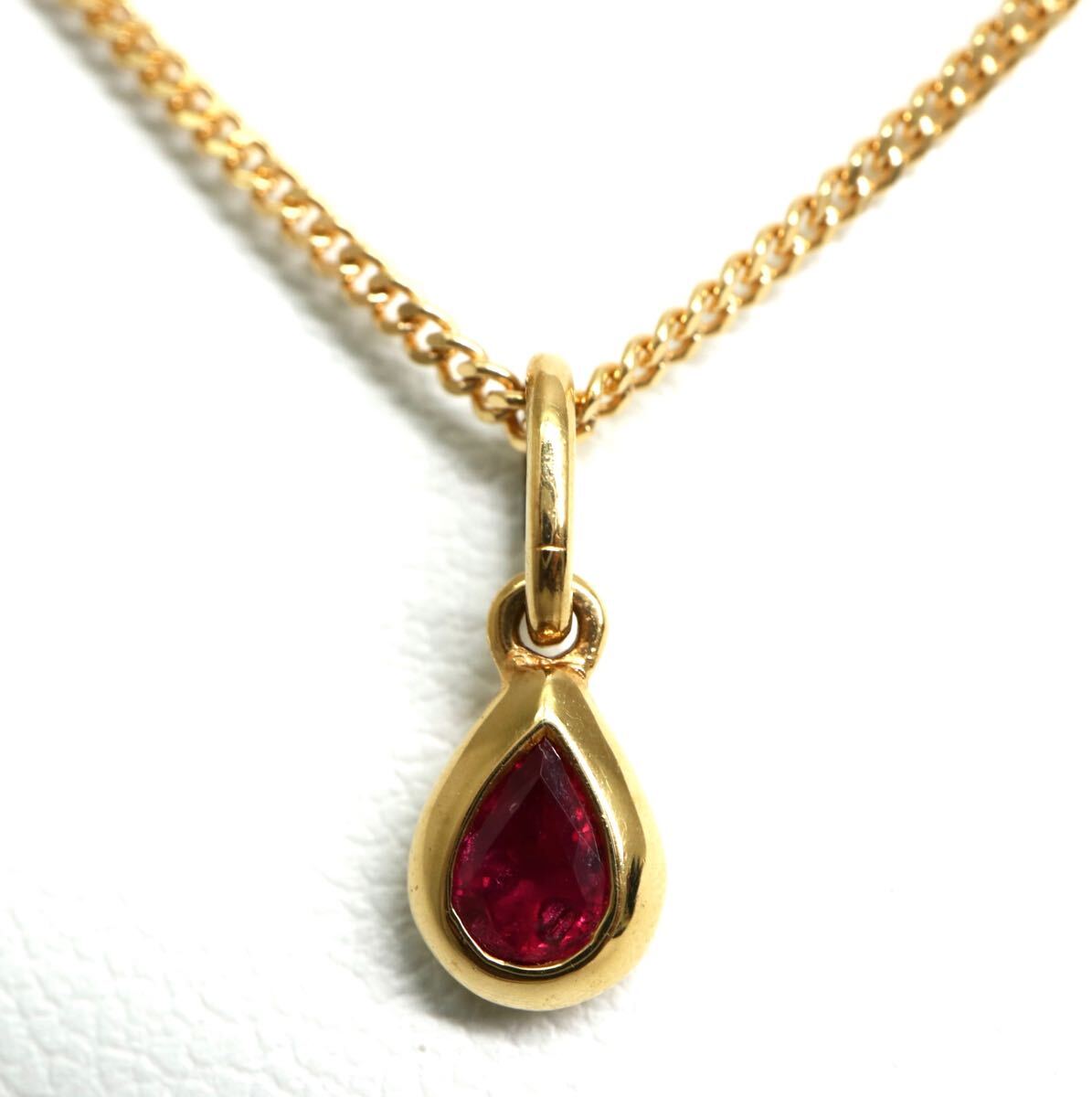 【目立った傷や汚れなし】1円〜!!良品!! K18 天然ルビーネックレス J 約2.8g 約40.0cm ドレスアップ ruby necklace jewelry ジュエリー EC0/EC0 ...