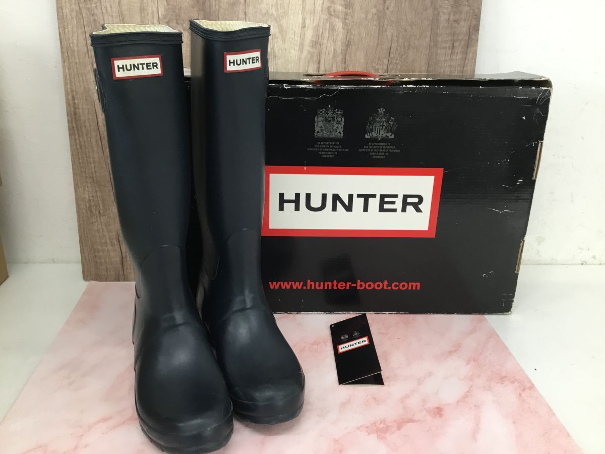 【中古】 営TT393-100 HUNTER ハンター オリジナル トール レインブーツ ネイビー 長靴 サイズ UK5 EU38 レディース ...