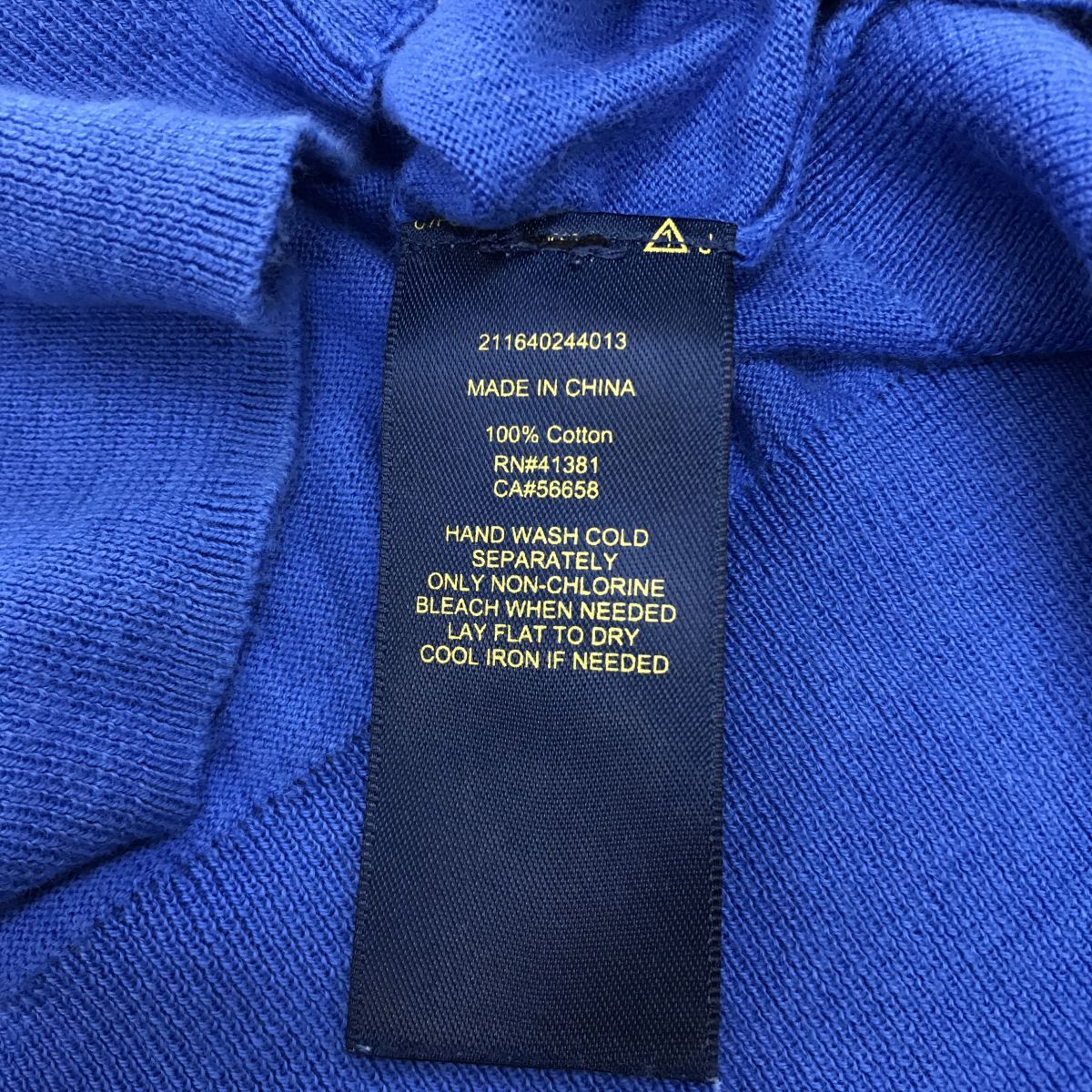 【やや傷や汚れあり】1A2153-T RALPH LAUREN ラルフローレン ロングスリーブカーディガン 薄手生地 刺繍ロゴ sizeM ...