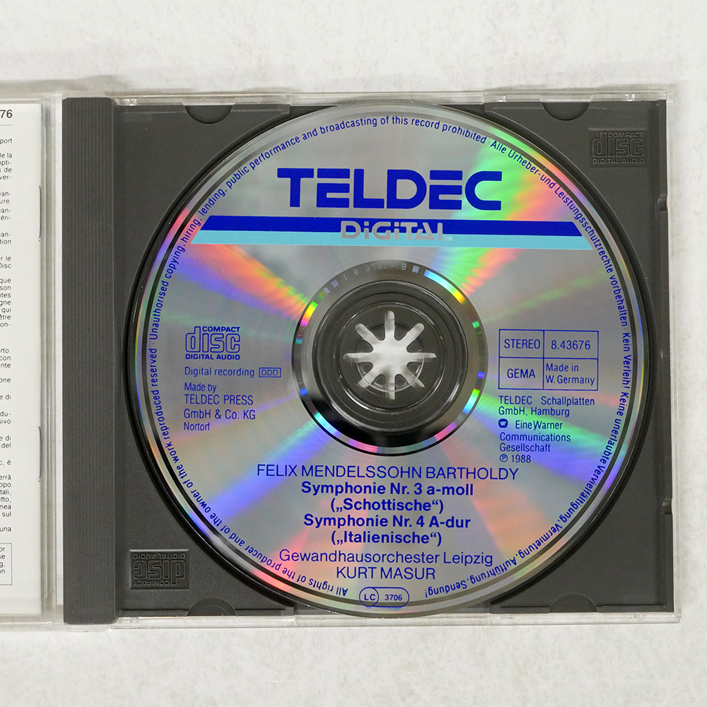 【目立った傷や汚れなし】ドイツ盤 クルト・マズア/メンデルスゾーン 交響曲第3番 スコットランド & 4番 イタリア/TELDEC 843676ZK CD の落札情報詳細 - Yahoo ...