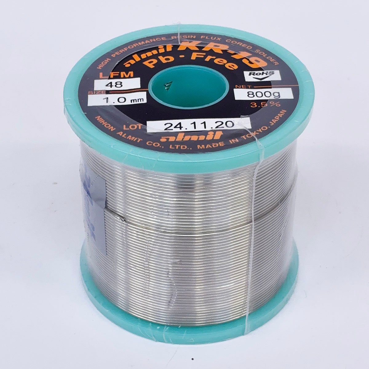 【未使用】未使用 almit アルミット 鉛フリー はんだ 半田 KR-19 LFM-48 Pb-free 1.0mmφ 800g 24年11 ...